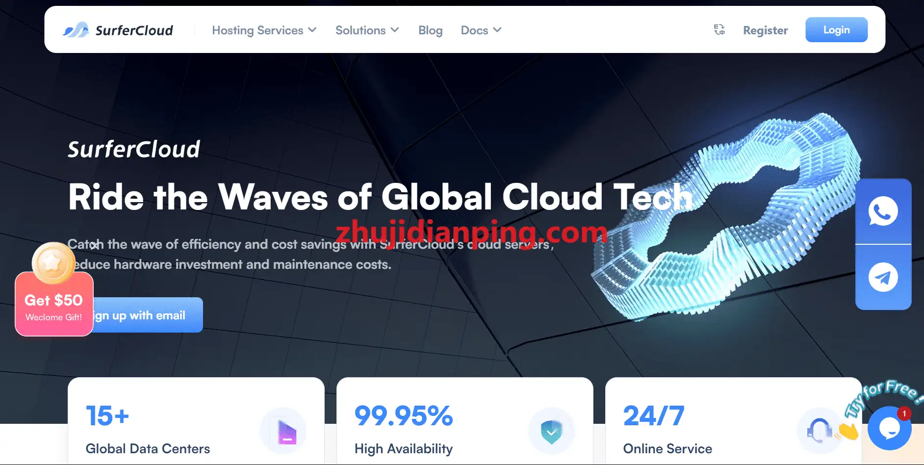 SurferCloud：云服务器/轻量云，香港/新加坡/日本/韩国/洛杉矶等16个机房供选择，注册送$50/频道订阅送$5，UHost小时/月份/月付$20.49起，ULight/月付$4起 ...